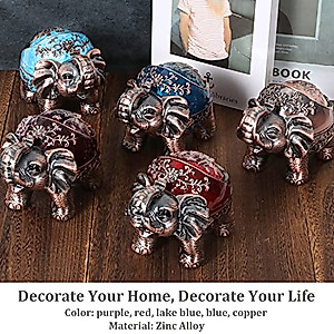 SogYupk Elephant Ashtray-Outdoor Windproof Metal Ashtray with Flip Cover-Indoor Multifunctional Recreation/Office Ashtray, Vintage Drop Resistant Ashtray,Men and Ladies Gift (Purple)