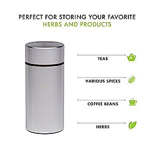 HIDE Stash Jar - Airtight Smell Proof Durable Multi-Use Portable Metal Herb Jar Container. Waterproof Aluminum Screw-top Lid Lock (Pack of 2, Silver)