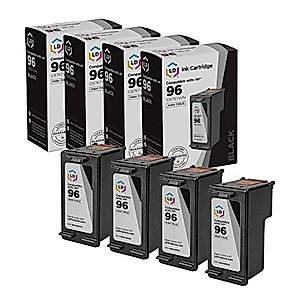 LD Products Remanufactured Compatible Replacements for HP 96 Ink Cartridges HY (4 Pack - Black) for use in OfficeJet, DesignJet, Photo Smart and DeskJet