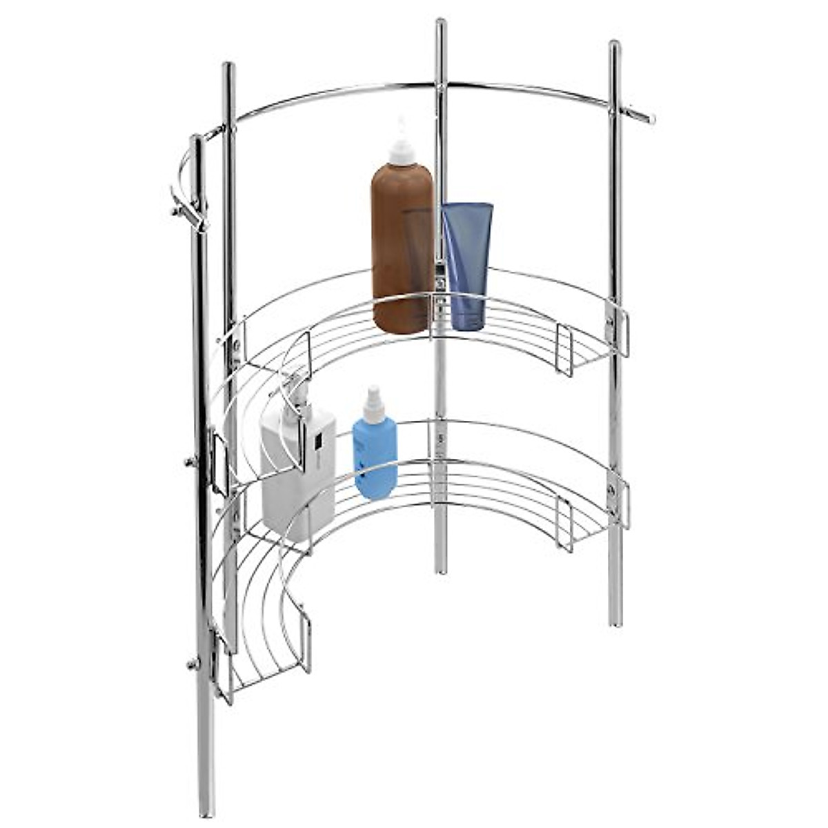 MyGift Under-The-Sink Bathroom Quality Pedestal Storage Rack with 2 Shelves & Hand Towel Bar, Chrome Plated