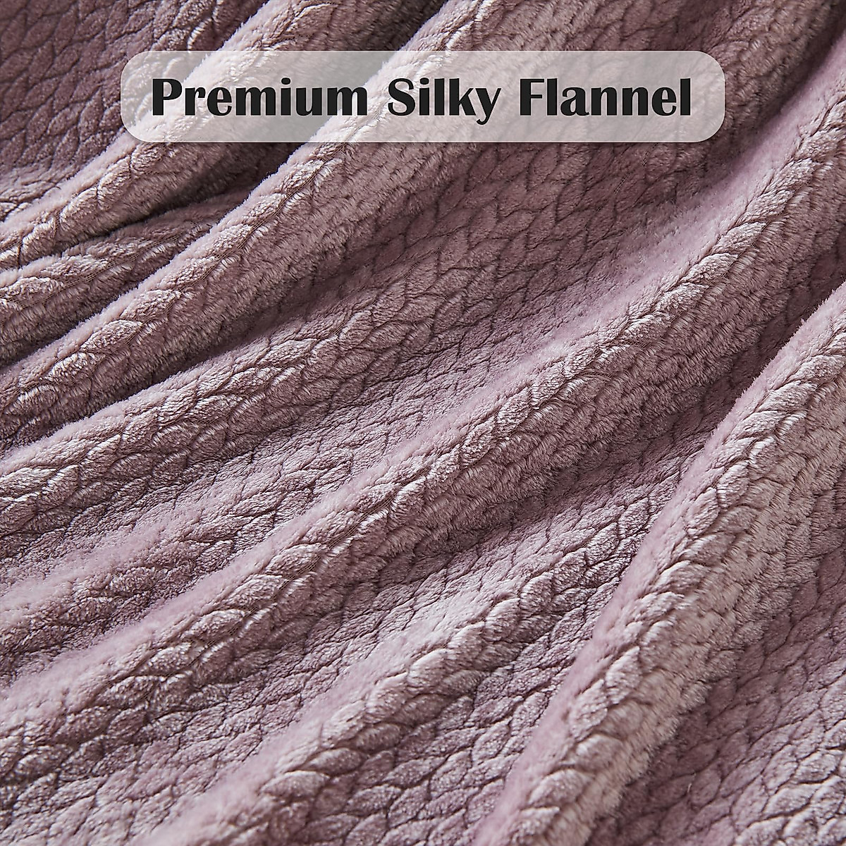 NEWCOSPLAY Super Soft Throw Blanket Premium Silky Flannel Fleece Leaves Pattern Lightweight Blanket All Season Use (Light Purple, Throw(50"x60"))