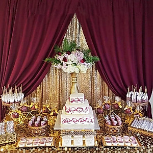 Burgundy Wall Backdrop Polyester Backdrop Curtain Panel Drapes Romantic Stage Fabric 10x8ft for Home Party Backdrop