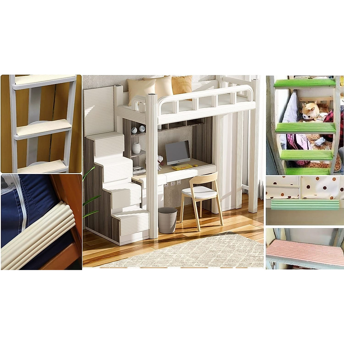 Vakerga Bunk Bed Ladder Pads Ladder Pads, Self-Adhesive Foam Padding Bunk Bed Ladder Cover Traction Treads for Ladder & Stair Edge