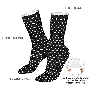 CWTYEOXE White Black Polka Dot Socks for Men Women Casual Crew Socks Comfort Sport Work Mid Tube Stockings 40 Cm