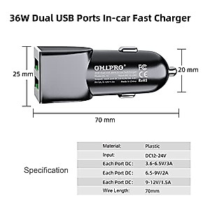 OHLPRO Retractable Car Charger, Up to 100W Super Fast Charging 4-in-1 Car Phone Charger,2.6FT Retractable Cables and Dual Port Cigarette Lighter USB Charger for iPhone 15,14,13,12,iPad,Samsung,Pixel