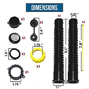 KP KOOL PRODUCTS Gas Can Spout Replacement with Extension Spout - Gas can nozzle - Gas can vent kit & Gasket Filters - Used for Old 5 Gallon gas can spout - Blitz - Midwest - Scepter and Other Brands