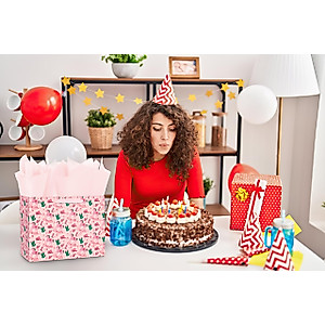 Linelglobal Cowgirl Gift Bag with Wrapping Tissue for Women Girl Birthday Party Decoration 12.6"