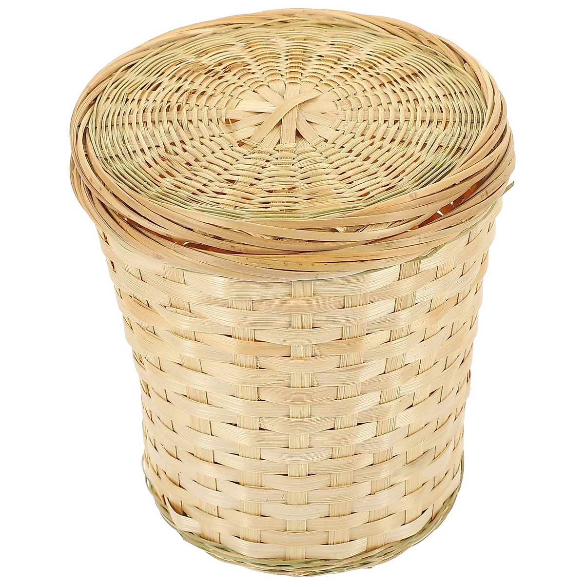 CALLARON Wicker Trash Can with Lid Rattan Trash Can Wastebasket Garbage Container Bin Egg Basket Plant Pots for Bedroom Living Room Bathroom Basket for Dry and Organic Waste