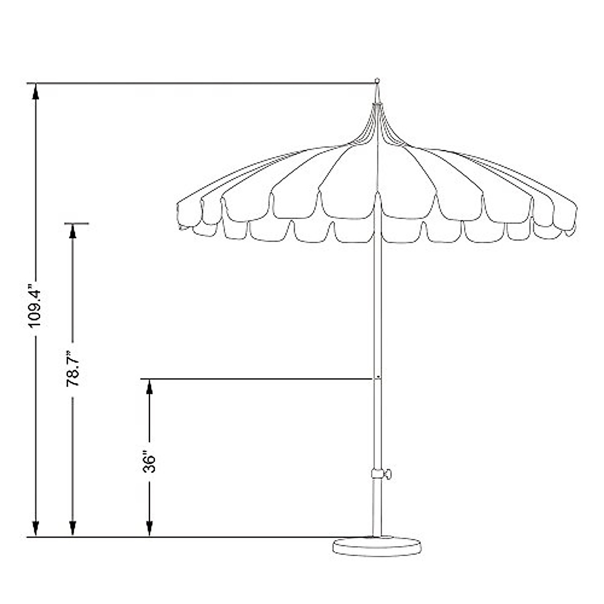 California Umbrella 8.5' Rd. Pagoda Market Umbrella, Silver Pole, 100% Acrylic Blue/White Pacifica Fabric