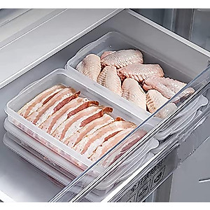 2 Pack Plastic Bacon Box, Deli Meat Saver Cold Cuts Fridge Keeper, Cheese Food Storage Container with Lid for Refrigerator, Shallow Low Profile Christmas Cookie Holder