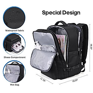 Large Travel Laptop Backpack, Expandable 45L Carry On Backpack Water Resistant Airline Approved Business Work Computer Bag Gifts for Men & Women Fits 17 Inch Notebook