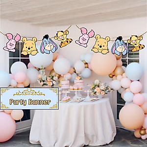Winnie Banner for Baby shower Decorations The Pooh Birthday Banner Cute Winnie and Friends Party Supplies Winnie Theme Party Favor