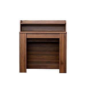 Expandable Dining Table with Storage, Rectangular Wood Dining Table, Modern Extendable Table for Kitchen, Bedroom, Living Room (Walnut)