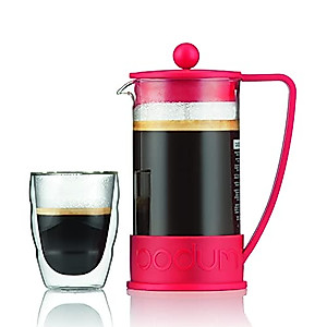 Bodum Brazil French Press Coffee Maker with Borosilicate Glass Carafe, 34 Ounce, Warm Red