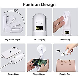 Nogegra Handheld Fan, Mini Fan Portable USB Rechargeable Small Pocket Fan, 3 IN 1 Small Personal Fan Battery Operated, Foldable Desk Travel Fan for Outdoor, Travel, Kids, Women, White