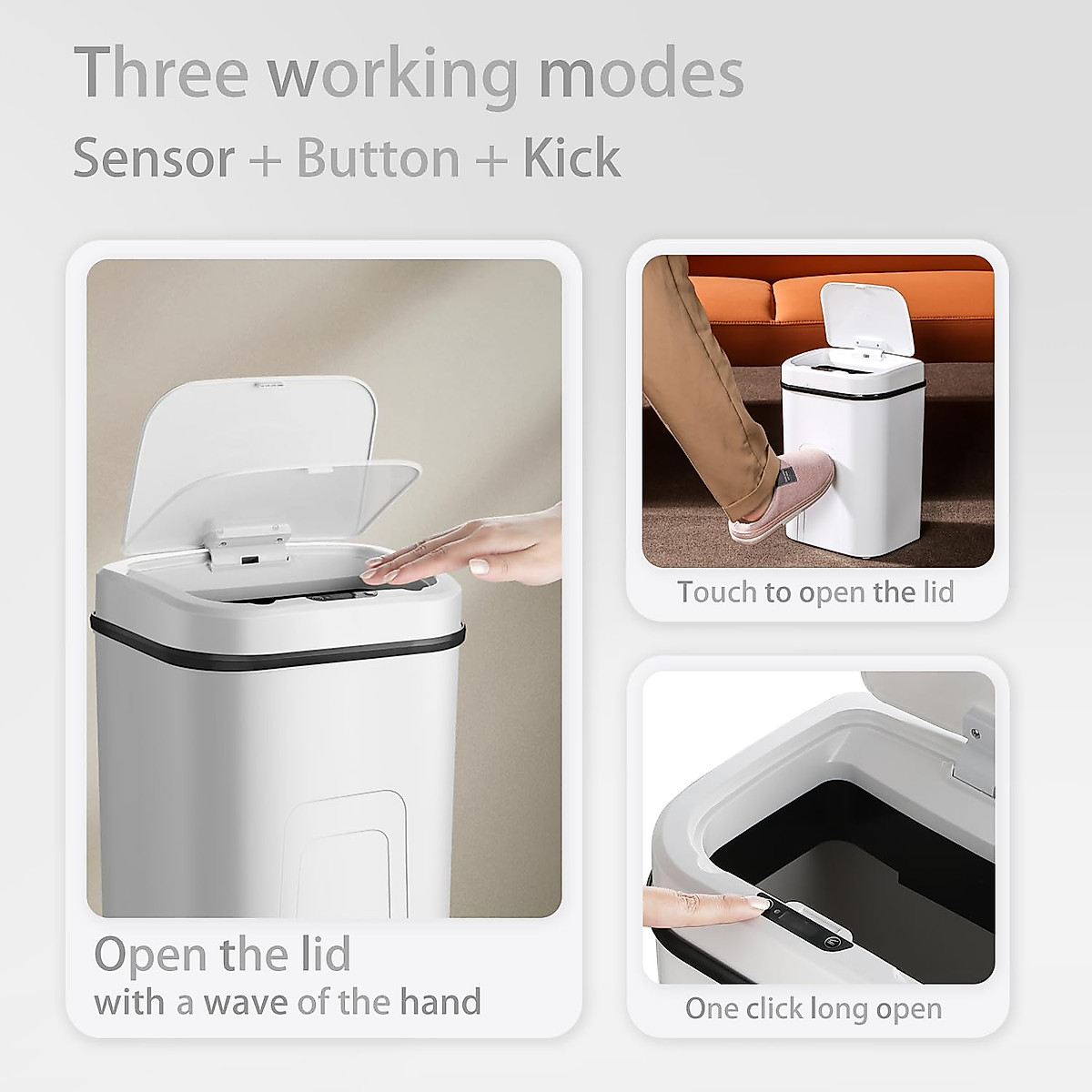 zyqkcl Smart Trash can, Automatic Motion Sensor Trash Can with Lid Electric Waterproof 4 gallons Garbage Bin for Toilet, Kitchen, Living Room, Bedroom, Office, RV(White,No Battery)