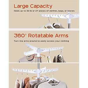 CASAMAYA Clothes Drying Rack Foldable, 74.8 inch 2 Tier Laundry Drying Rack with Rotating Clothes Rail for 54 Pieces of Clothes, Space Saving, Indoor, Stainless Steel, White and Silver CDR002W01