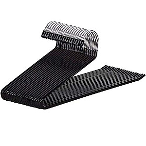 Cicilin Pants Hangers 10 Pack Strong and Durable Anti-Rust Chrome Metal Hangers, Non Slip Rubber Coating, Slim & Space Saving, Open Ended Design for Easy-Slide Pant, Jeans, Slacks