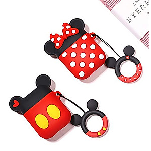 Besoar Dots Red for Airpod 1/2 Case, Cartoon Cute Fashion Cool Silicone Design Character Cover for Airpods, Unique Stylish Kawaii Funny Fun Protective Shell Girls Women Girly Cases Air Pods 2&1