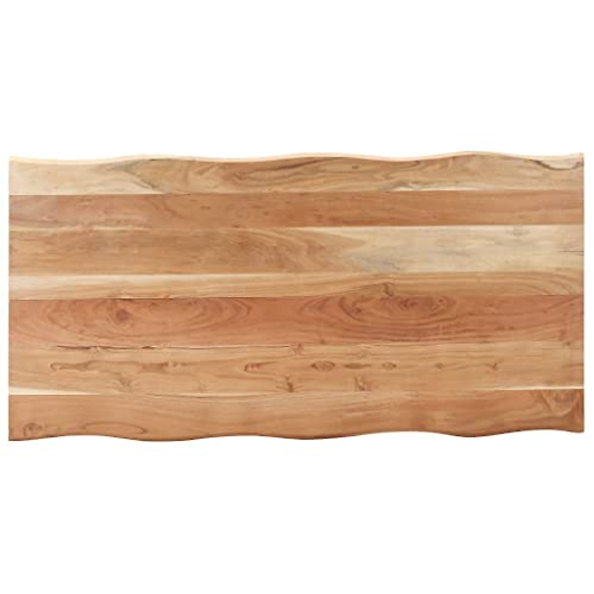 55 Inch Modern Farmhouse Dining Table for 6 Person, Acacia Wood Dining Room Table Kitchen Table with Natural Edges, Industrial Style with Steel Legs, Brown & Black