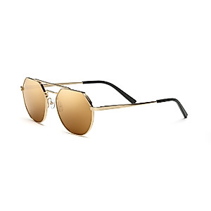 Serengeti Shelby Polarized Round Sunglasses, Shiny Light Gold, Medium