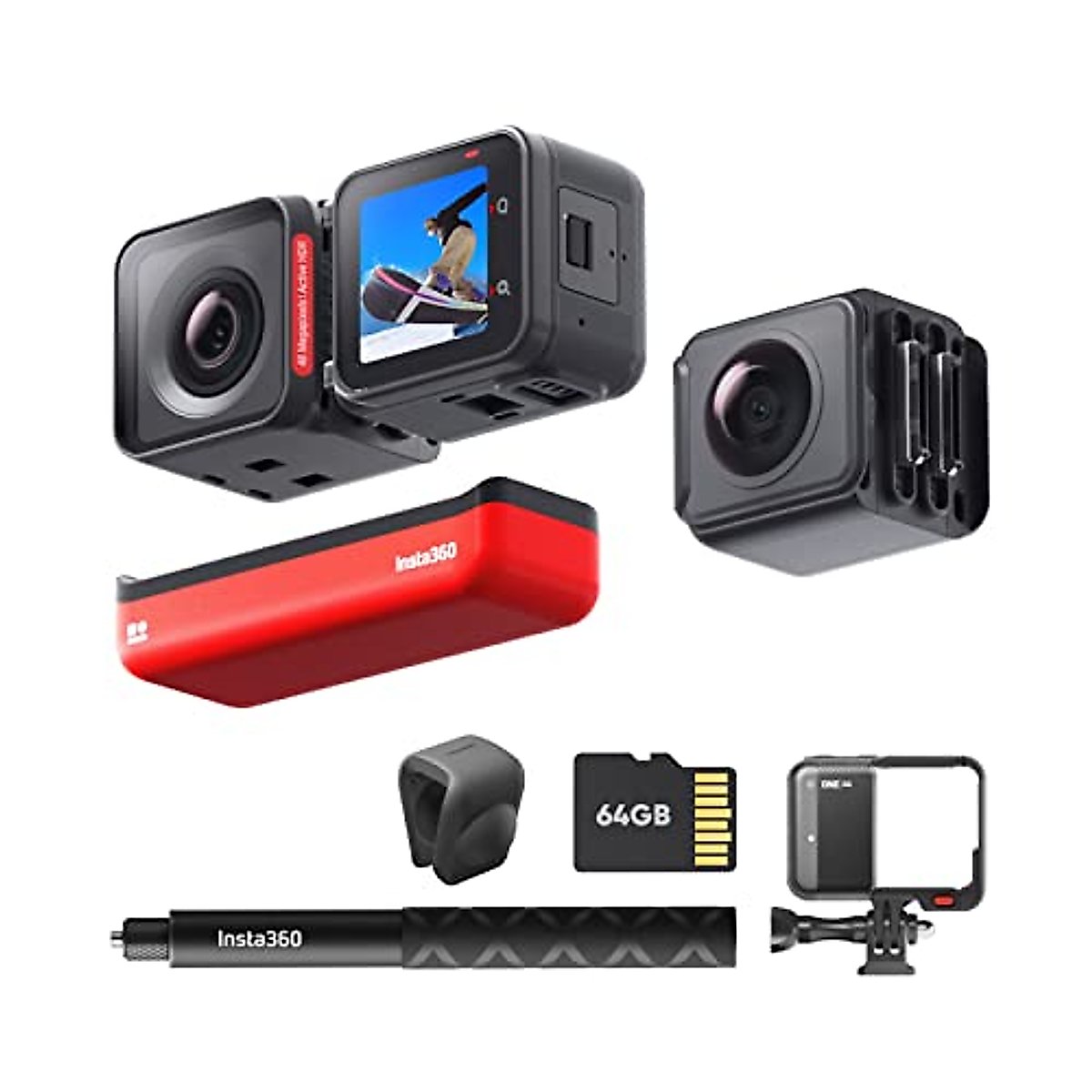 Insta360 ONE RS Twin Edition – Waterproof 4K 60fps Action Camera & 5.7K 360 Camera with Interchangeable Lenses, Stabilization, 48MP Photo, Active HDR, AI Editing