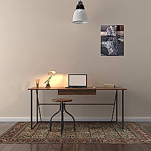 hong Mindset is Everything Wall Art Cat Tiger Modern Inspirational Success Quote Artwork for Living Room Office Home Framed Wall Decor Set (Cat-Tiger, 12x16inch)