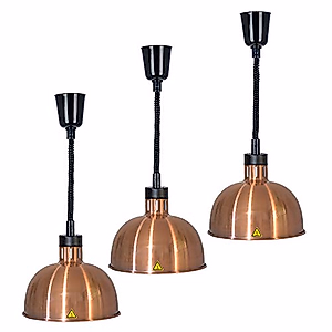 3PCS Food Heat Lamp Food Warmer Lamp with 250W Lamp 60-180cm Length Buffet Food Heat Preservation Chandelier 290mm Food Warmer (Red Bronze)