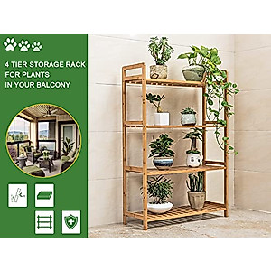Wooden Shoe Rack 4 Tier | Bamboo and Wood Boot Rack Cowboy Boots Organizer Adjustable Shoes Storage Shelf for Entryway | Living Room | Bedroom | Bathroom | Balcony, Easy Installation, H40 x L28 x W10