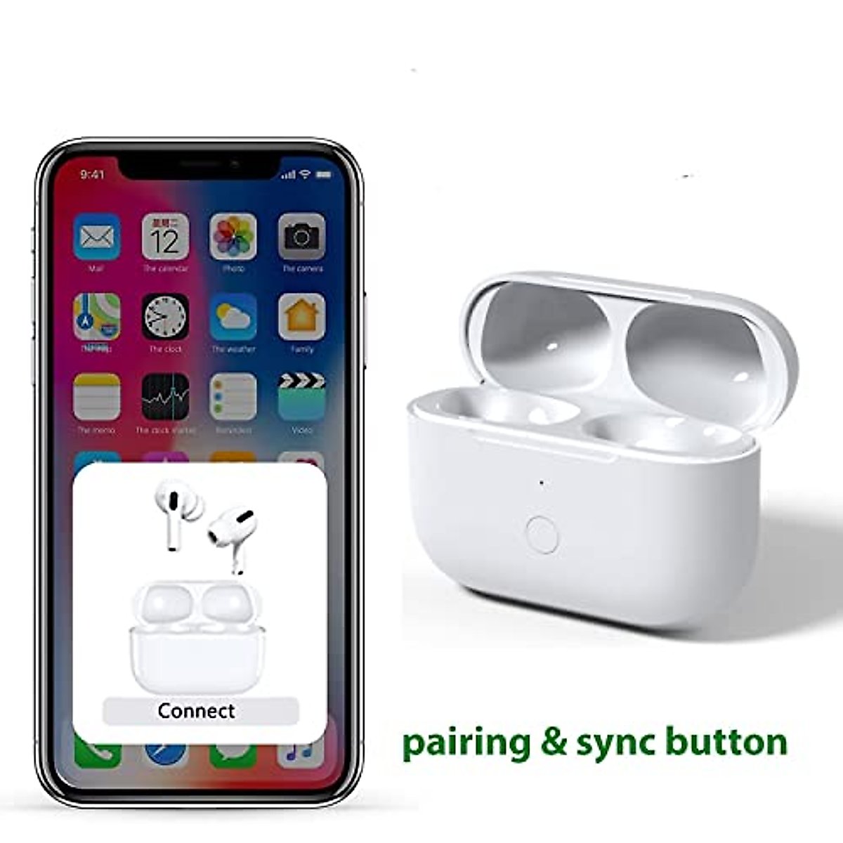 Newest Replacement Charging Case Compatible with AirPod Pro, Air pod Pro with Bluetooth Pairing Sync Button Without Earbuds (White)