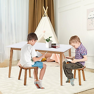 JUJIAFU Solid Wooden Stool for Kids 11.7'' Wooden Step Stool for Adults Square Stool Wood Plant Stand Stool Wood Stool Legs Detachable for Kitchen Bathroom Living Room