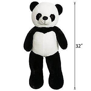 Simccppley Stuffed Animal Classic White and Black Soft Plush Bear Toy 32 Inch
