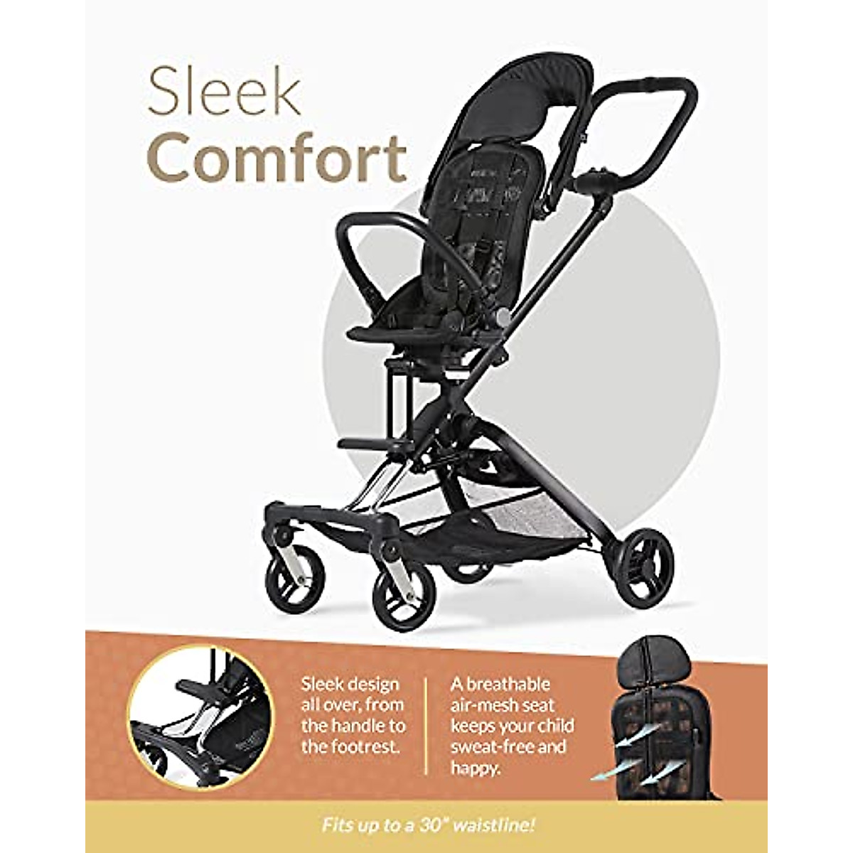 Unilove On The Go 2-in-1 Lightweight and Frame Stroller with Reversible Toddler Seat, Bubble Black