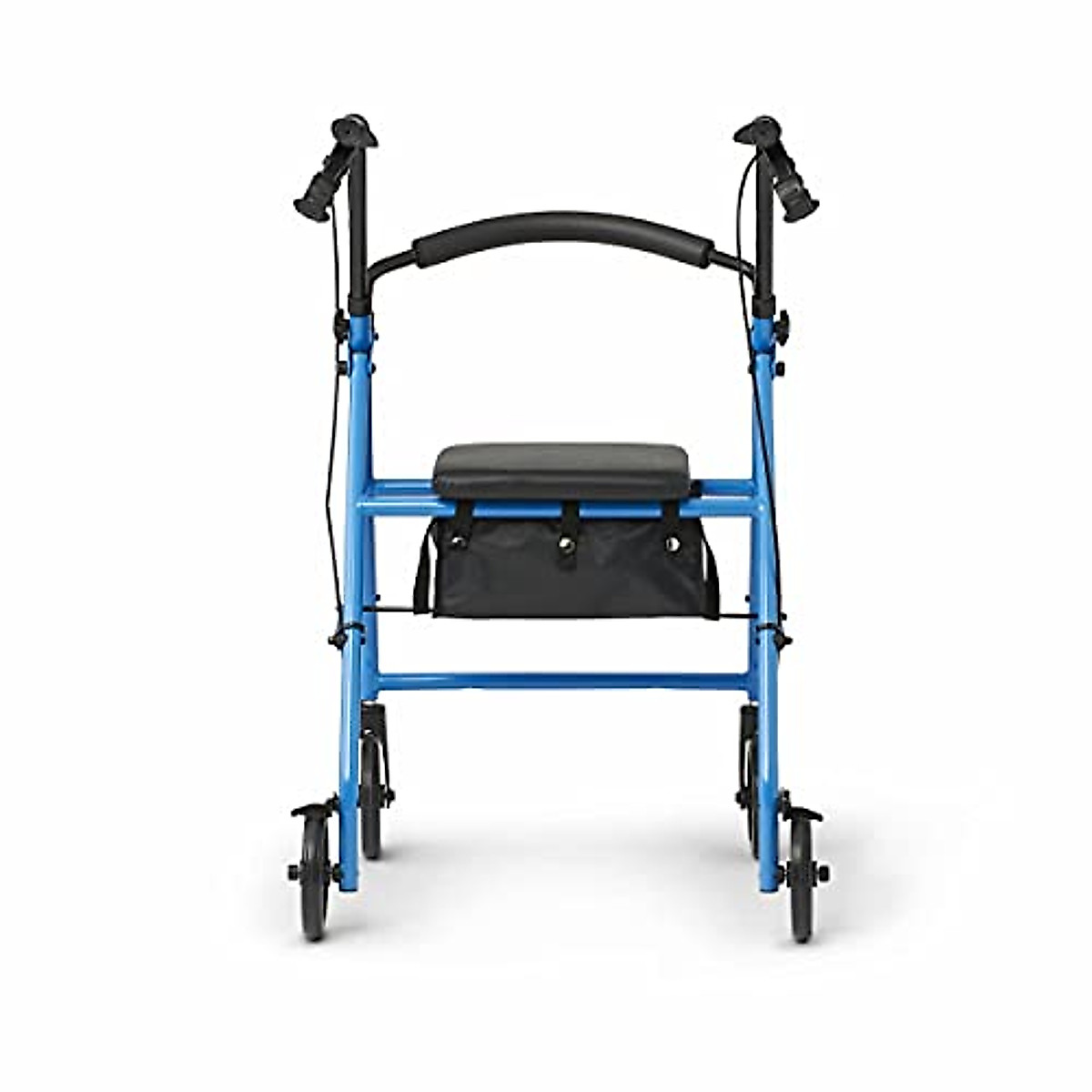 Medline Standard Steel Folding Rollator Adult Walker with 8" Wheels, Supports up to 350 lbs, Light Blue