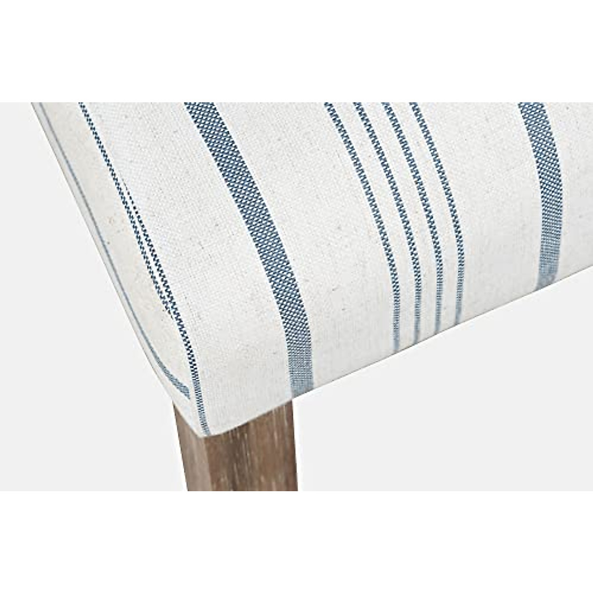 Jofran Eastern Tides Upholstered Parsons Dining Chair, Off-White with Blue Stripes