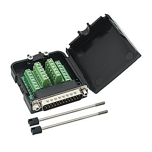 YIOVVOM DB25 Breakout Board Solder-Free Male Adapter 25-pin Port Adapter to Terminal Connector Signal Module Long Bolts and Nuts with case