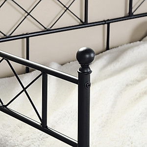 Twin Size Daybed Frame, No Box Spring Needed Day Bed Fram, Twin Bed Frames Metal Sofa Bed for Living Room Guest Room Apartment, Black