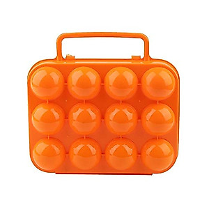 Egg Holder with Dust Proof & Double Side Plastic Storage Box Buckle for Protecting 12 Eggs(Orange)