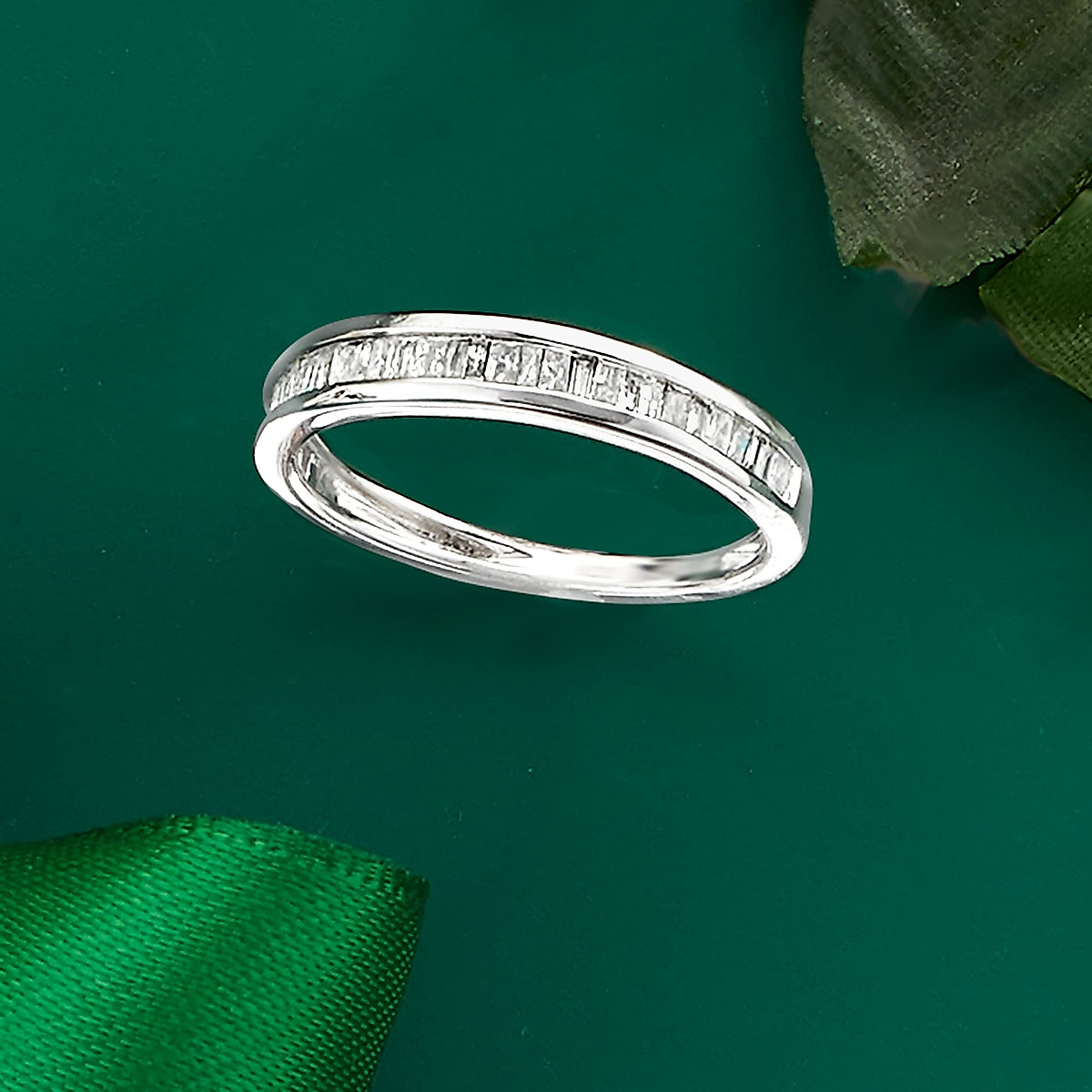 Ross-Simons 0.25 ct. t.w. Baguette Diamond Ring in Sterling Silver. Size 8