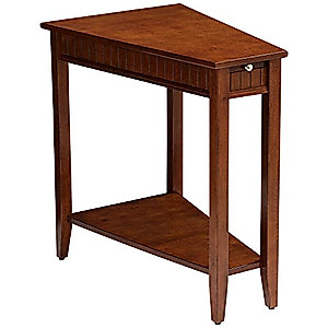 Elm Lane Bentley-II Farmhouse Rustic Cherry Wood Accent Table 16" x 24" with Slide-Out Tray and Shelf Brown for Space Living Room Bedroom Bedside Entryway Home House Balcony Office