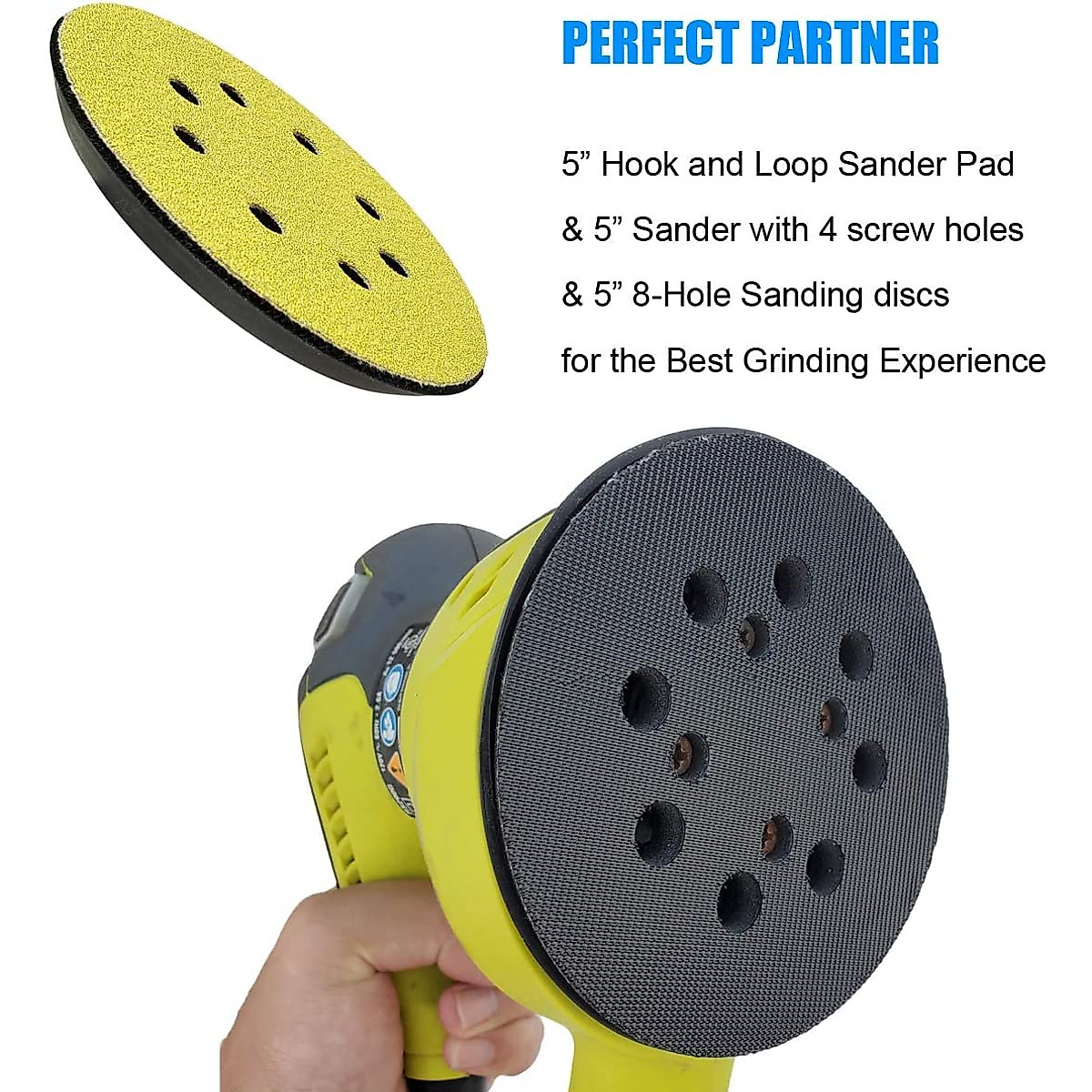 2 Pack 5" Hook and Loop Replacement Sander Pad for Ryobi RS290, RS241, RS240, RS280/RS280VS, RS281VS, P411 Random Orbit Sander