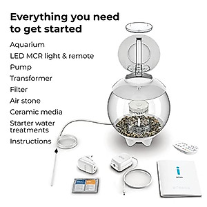 Halo 15 Aquarium with MCR Light - 4 Gallon, White