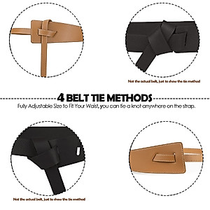 FGSS Womens Fashion PU Leather Belts Tie a Knot Waist Belt for Dress Jeans (Fit waist size 25"-40")