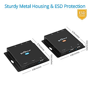 gofanco HDMI 1.4 USB KVM Over CAT6 / CAT7 Extender – 328ft Extension, 4K @30Hz HDMI Video, 2X USB Keyboard/Mouse, Near Zero Latency, HDMI Loopout, Dual PoC, HDCP 2.2, ESD Protection (KVMHDExt100)