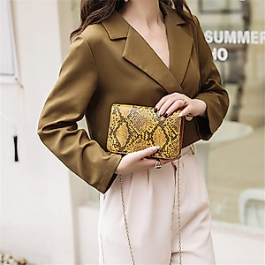 Unique Snake Skin Magnetic Closure Crossbody Purse Shoulder Bag for Women & Girls (Yellow)