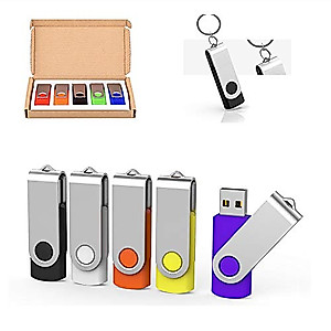 Aiibe 5pcs 8GB USB Flash Drive Pendrives 8 GB Bulk USB 2.0 Thumb Drives Multicolor USB Memory Stick Jump Drive Zip Drives (8G, 5 Pack, 5 Colors : Black Red Yellow White Purple)