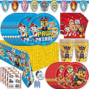 Paw Patrol Party Supplies and Decorations, Paw Patrol Birthday Party Supplies, Serves 16 Guests, Officially Licensed with Table Cover, Banner Decor, Plates, Napkins & More