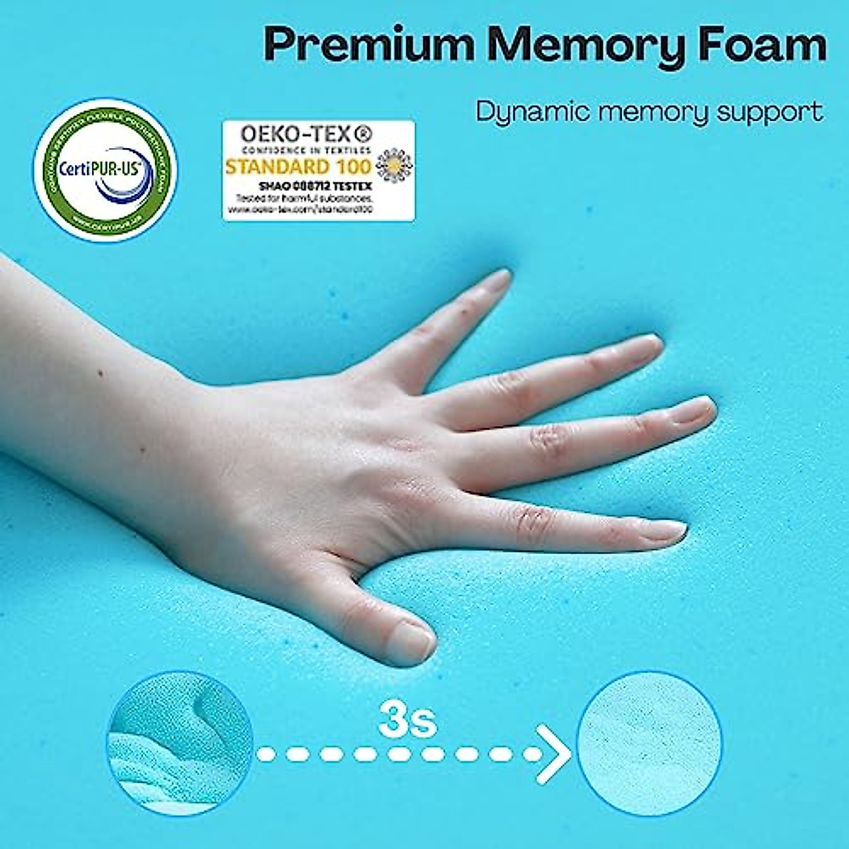 3 Inch Memory Foam Mattress Topper King Size, Cooling Gel Infused Mattress Topper for Pressure Relief & Cooling Sleep, Firm Mattress Topper King Memory Foam Bed Toppers with Bamboo Cover