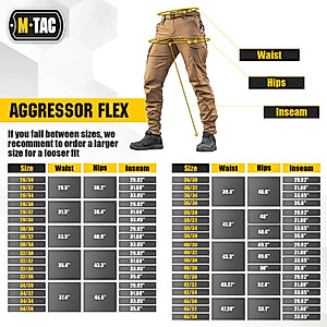 Aggressor Flex - Tactical Pants - Men Black Cotton with Cargo Pockets (Coyote Brown, W34 / L36)