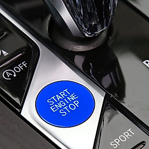 CHEYINGCHIDIY Blue Car Engine Start Stop Switch Ignition Button Cover Replacement Compatible with BMW 1 2 3 4 8 X5 X6 X7 Z4 Series F40 F44 G20 G22 G14 G05 G06 G29